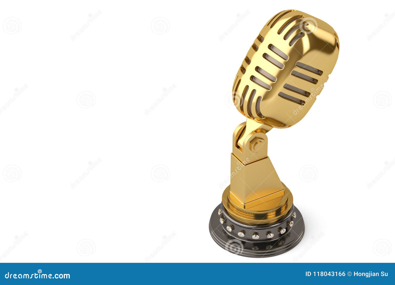Golden Microphone Award.3D Illustration. Stock Illustration ...
