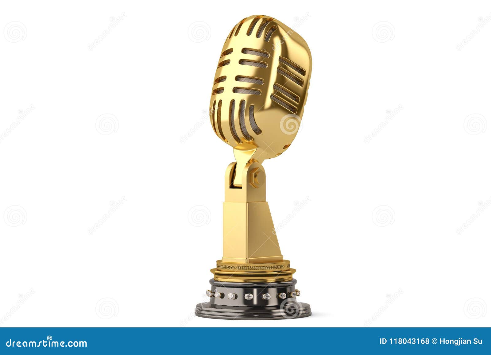Golden Microphone Award.3D Illustration. Stock Illustration ...