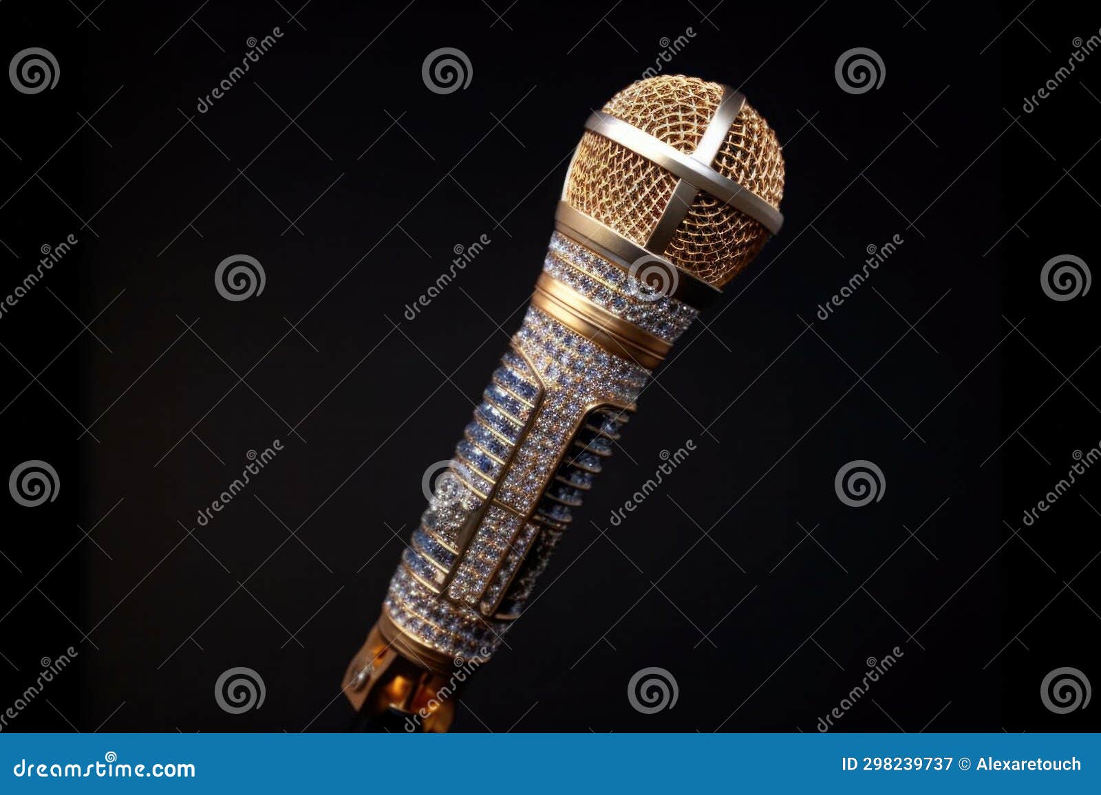 Golden Microphone with Diamonds Stock Image - Image of equipment, star ...