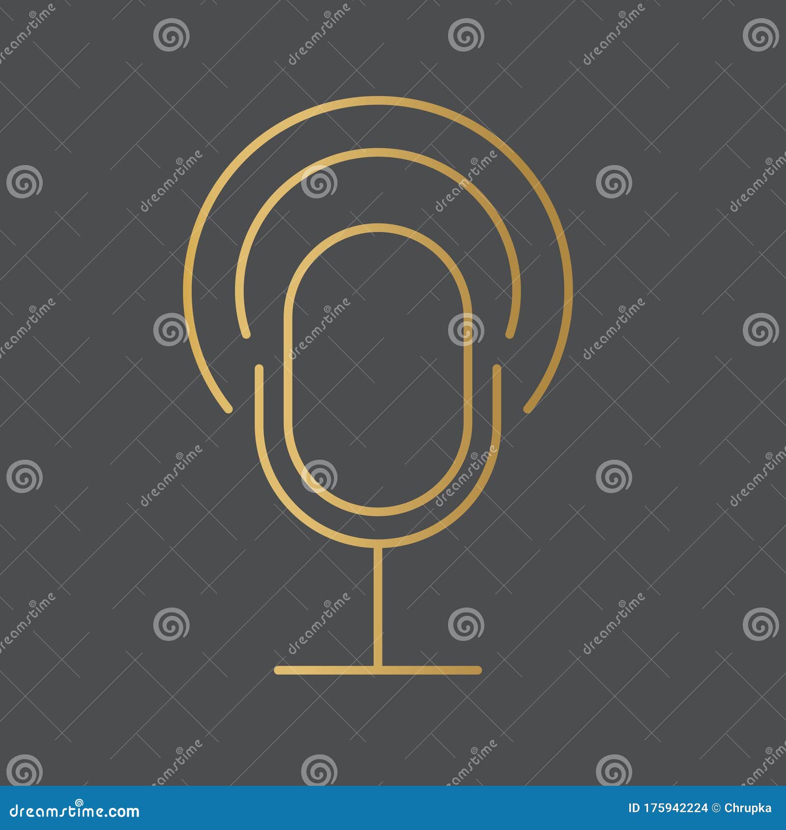 Golden microphone icon stock vector. Illustration of outline - 175942224