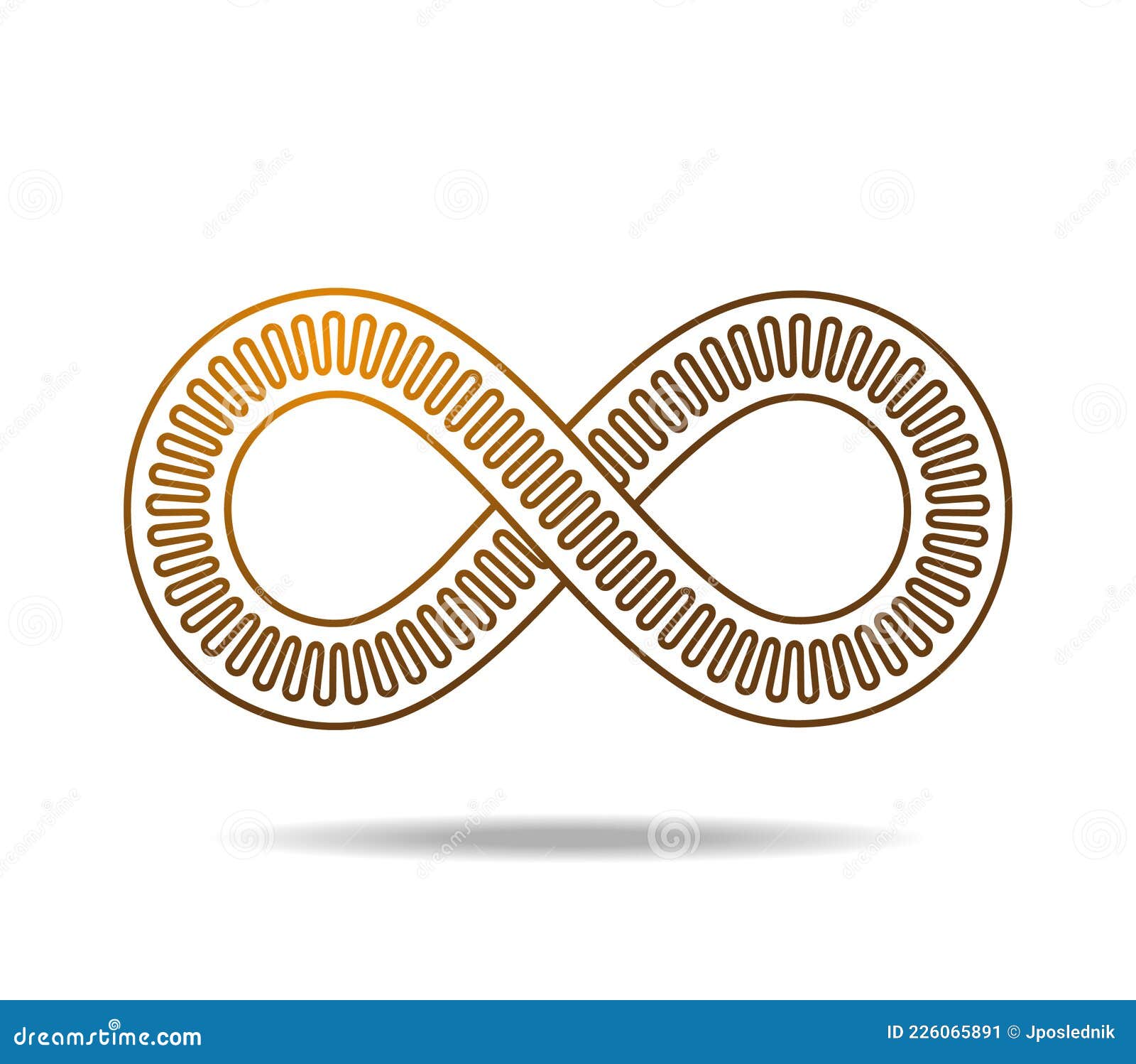 Golden Mobius Loop Made of Three Lines, Inner One Undulating. the Sign ...