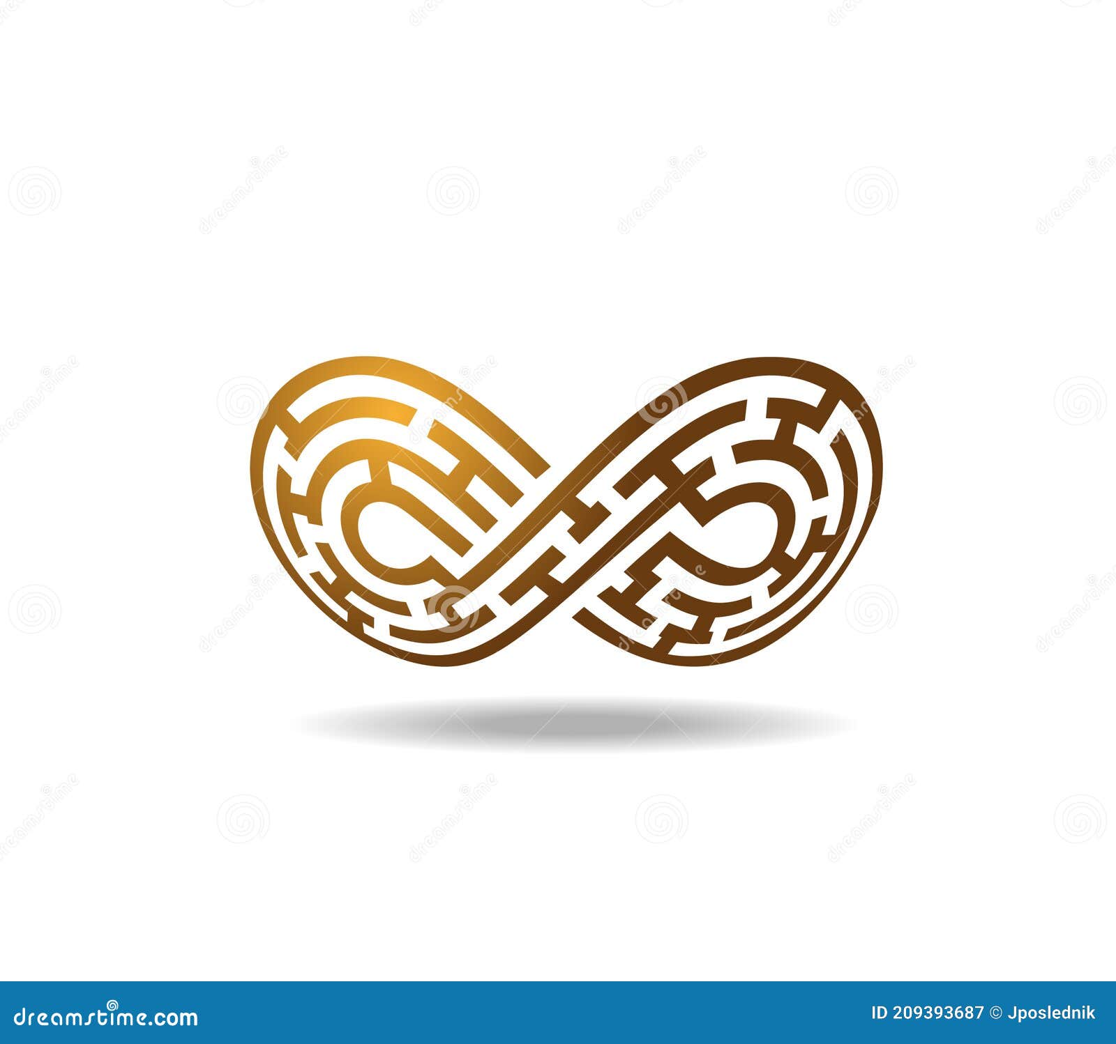 Golden Mobius Loop in Shape of a Maze. the Sign of Infinity. Labyrinth ...