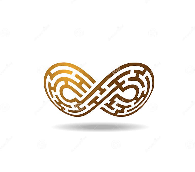 Golden Mobius Loop in Shape of a Maze. the Sign of Infinity. Labyrinth ...