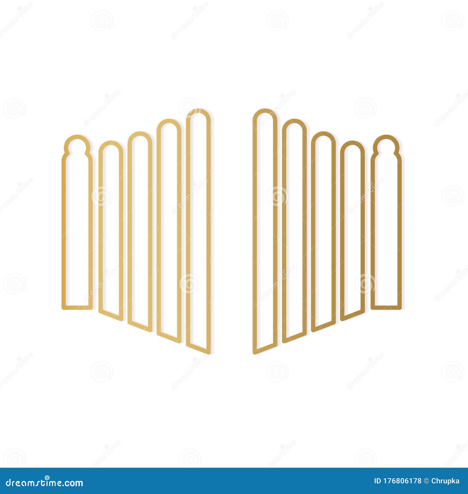 Golden modern gate stock vector. Illustration of metal - 176806178