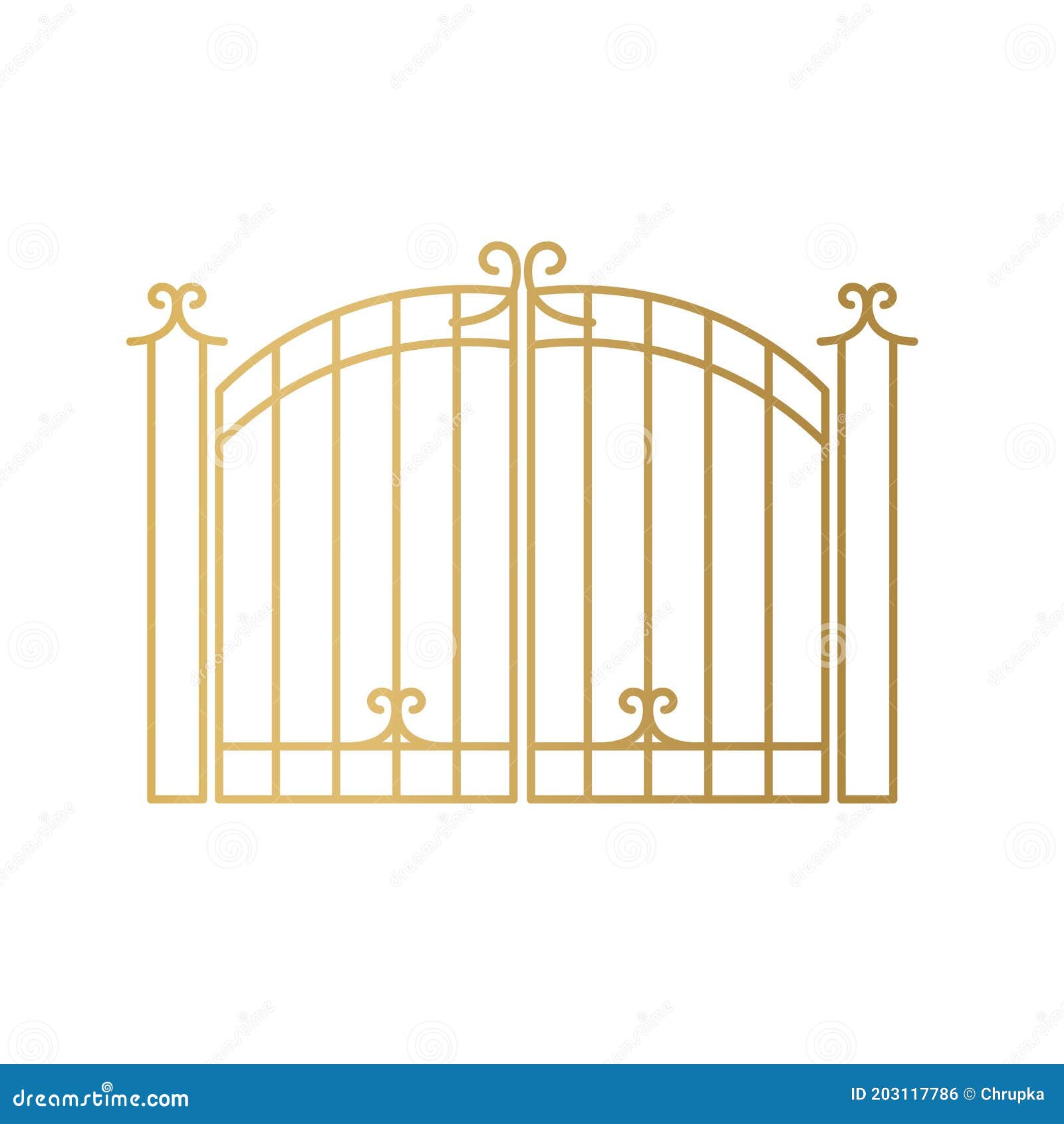 Golden modern gate stock vector. Illustration of decorative - 203117786