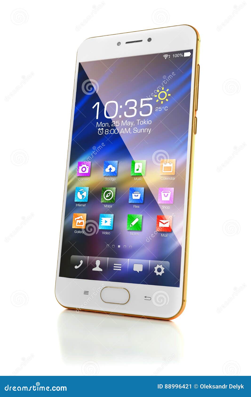 Golden modern smartphone stock illustration. Illustration of mobile ...