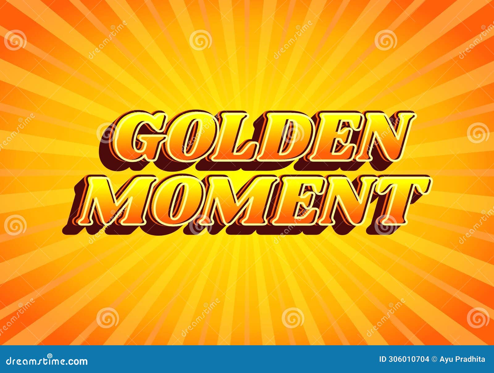 Golden Moment. Text Effect in Gradient Yellow Orange Color, 3D Look ...