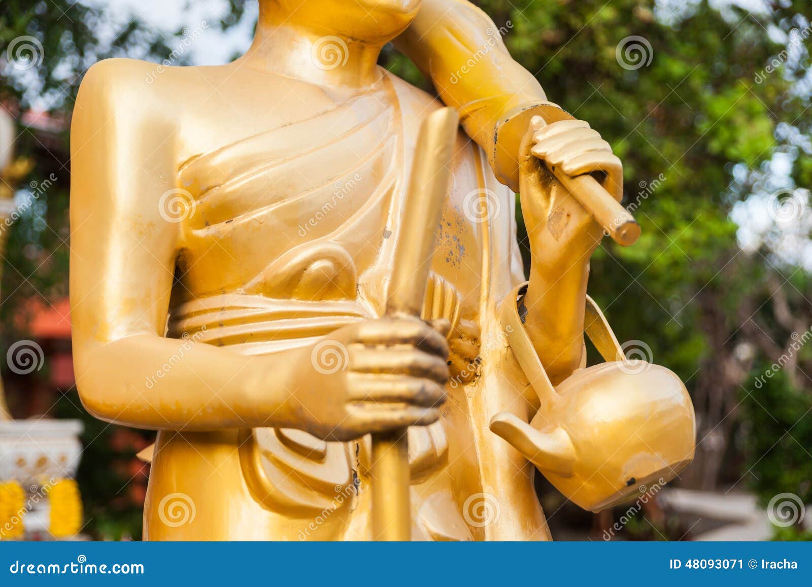 Golden Monk on Pilgrimage Statue Stock Image - Image of religion ...