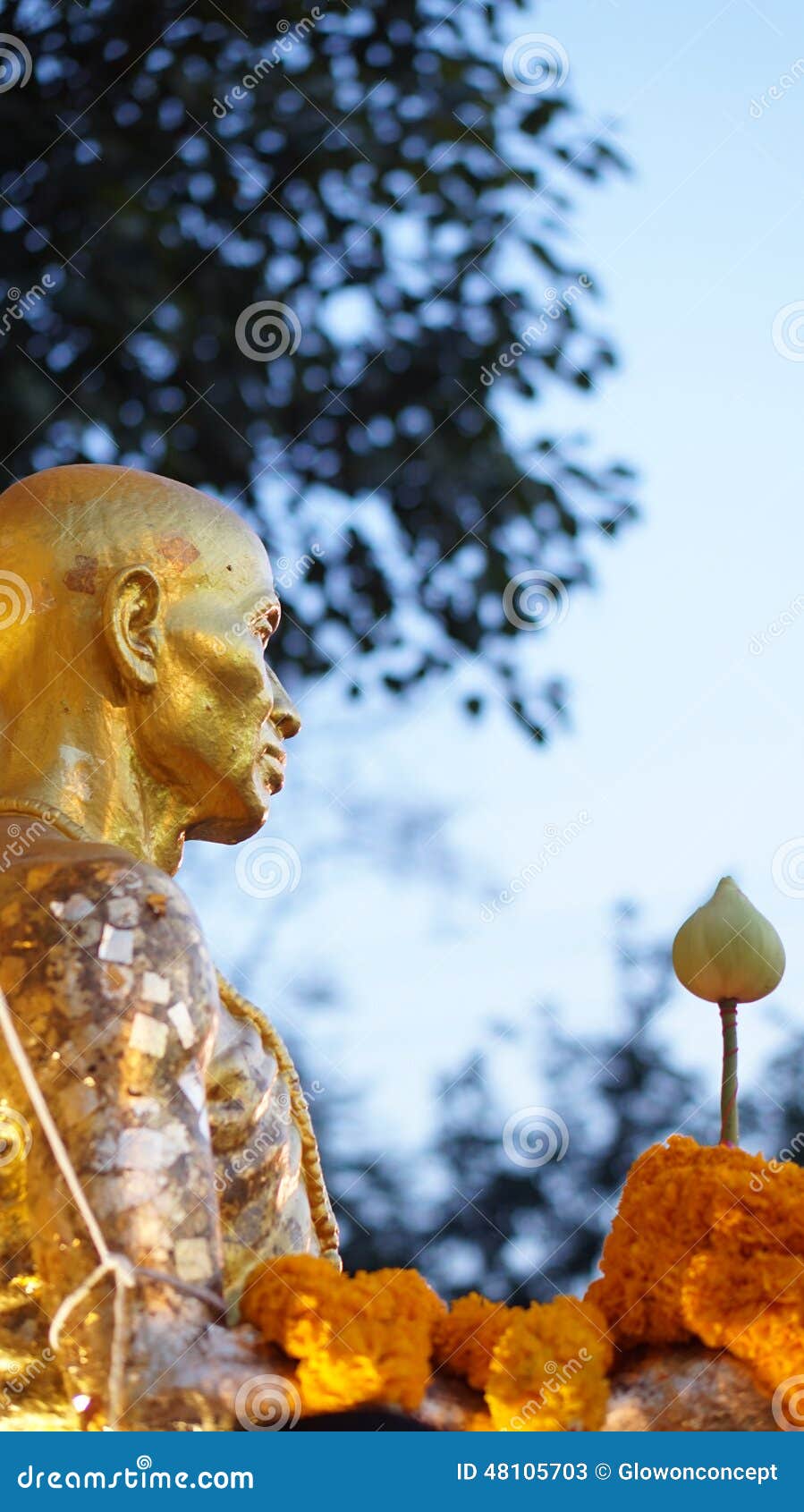 Golden Monk Statue in Thailand Stock Image - Image of asian, historic ...