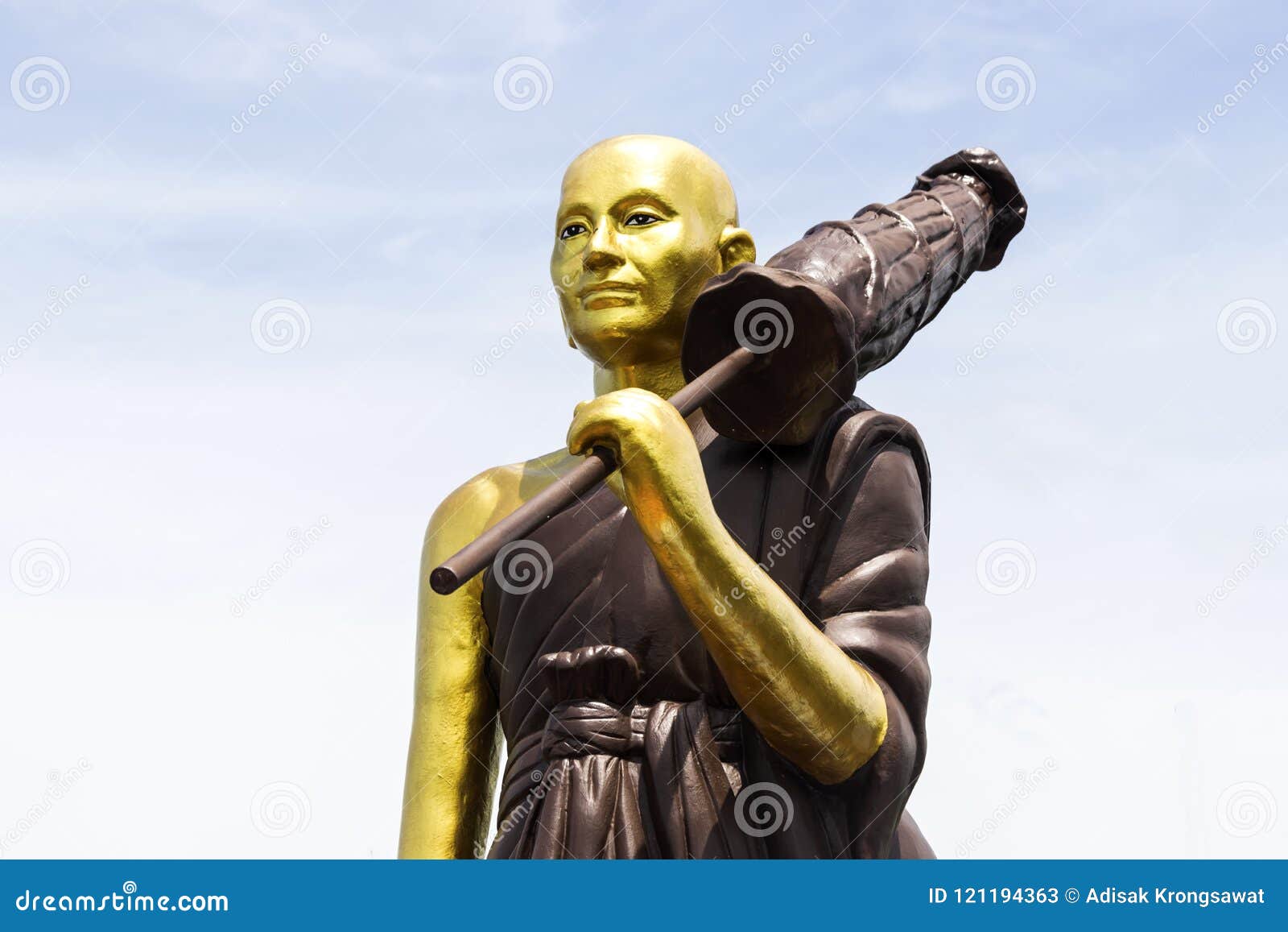 Golden Monk Statue Isolated On White Background Editorial Image ...