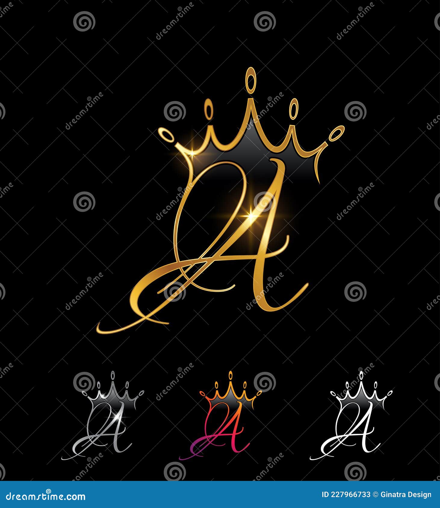Monogram With Crown. Premium Borders Set. Vector Illustration ...