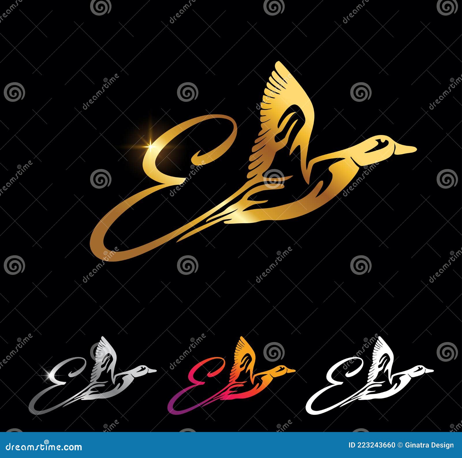 Golden Monogram Duck Initial Letter D Stock Vector - Illustration of ...