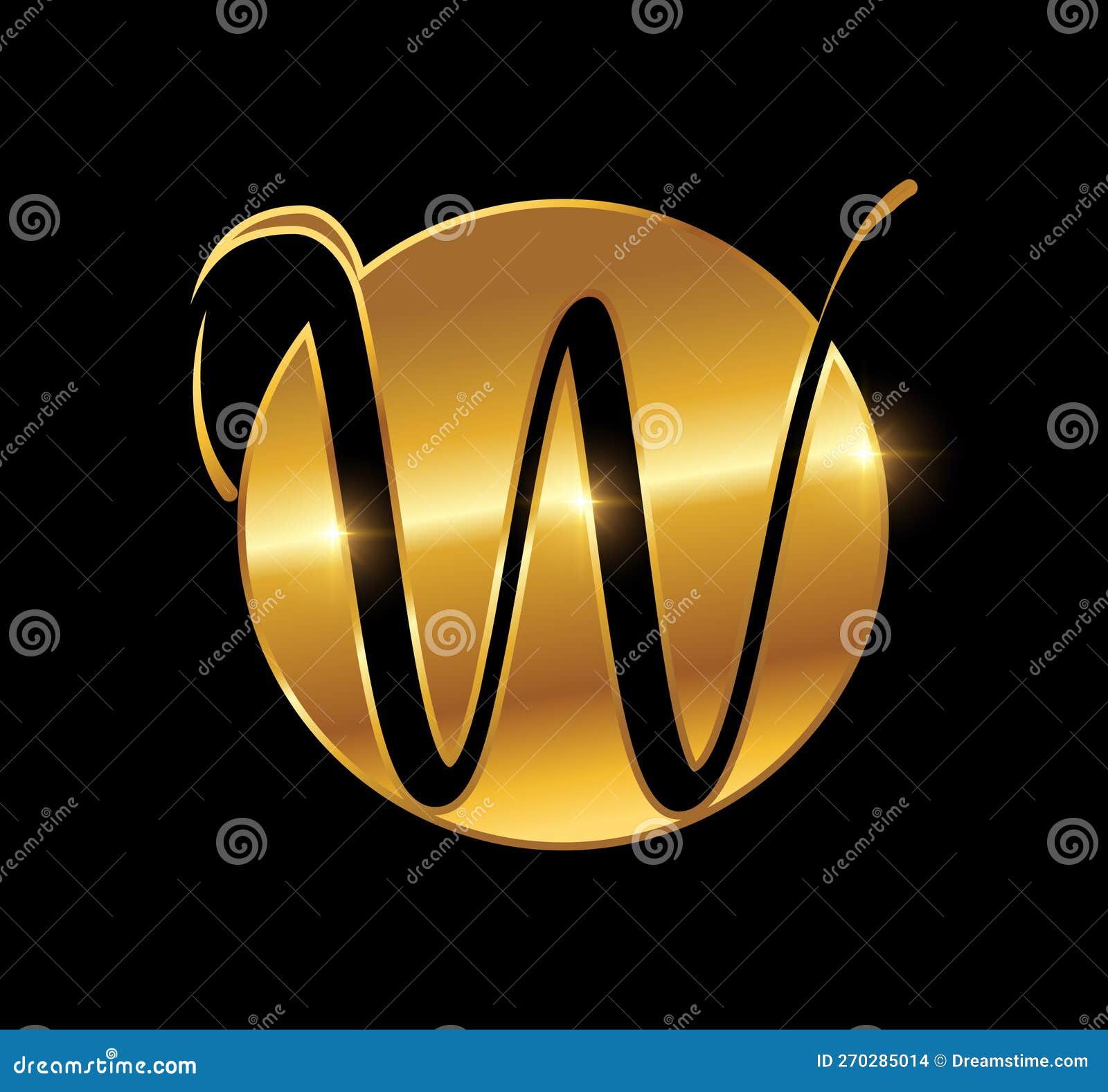 Golden Monogram Logo Initial Letter W Stock Vector - Illustration of ...