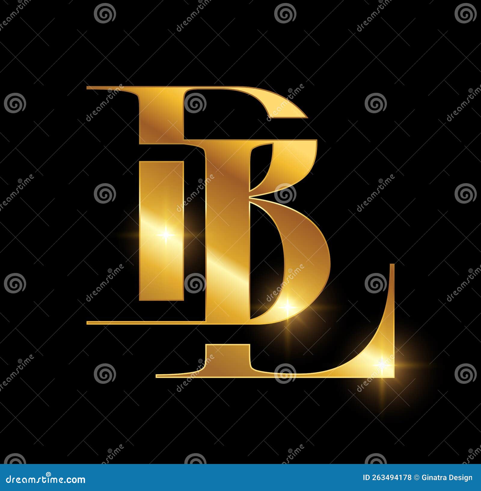 Golden Monogram Logo Initial Letters BL Stock Vector - Illustration of ...