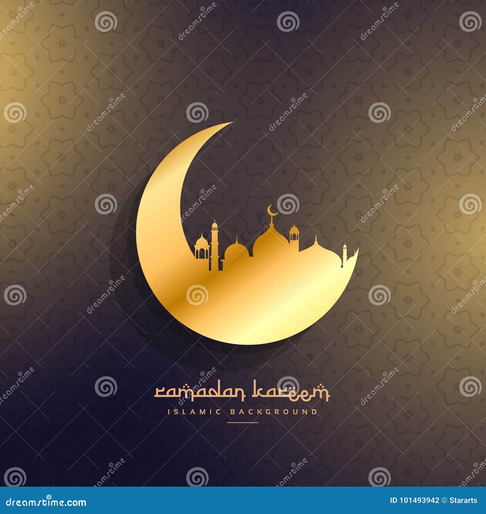 Golden Moon and Mosque Design Stock Vector - Illustration of card ...