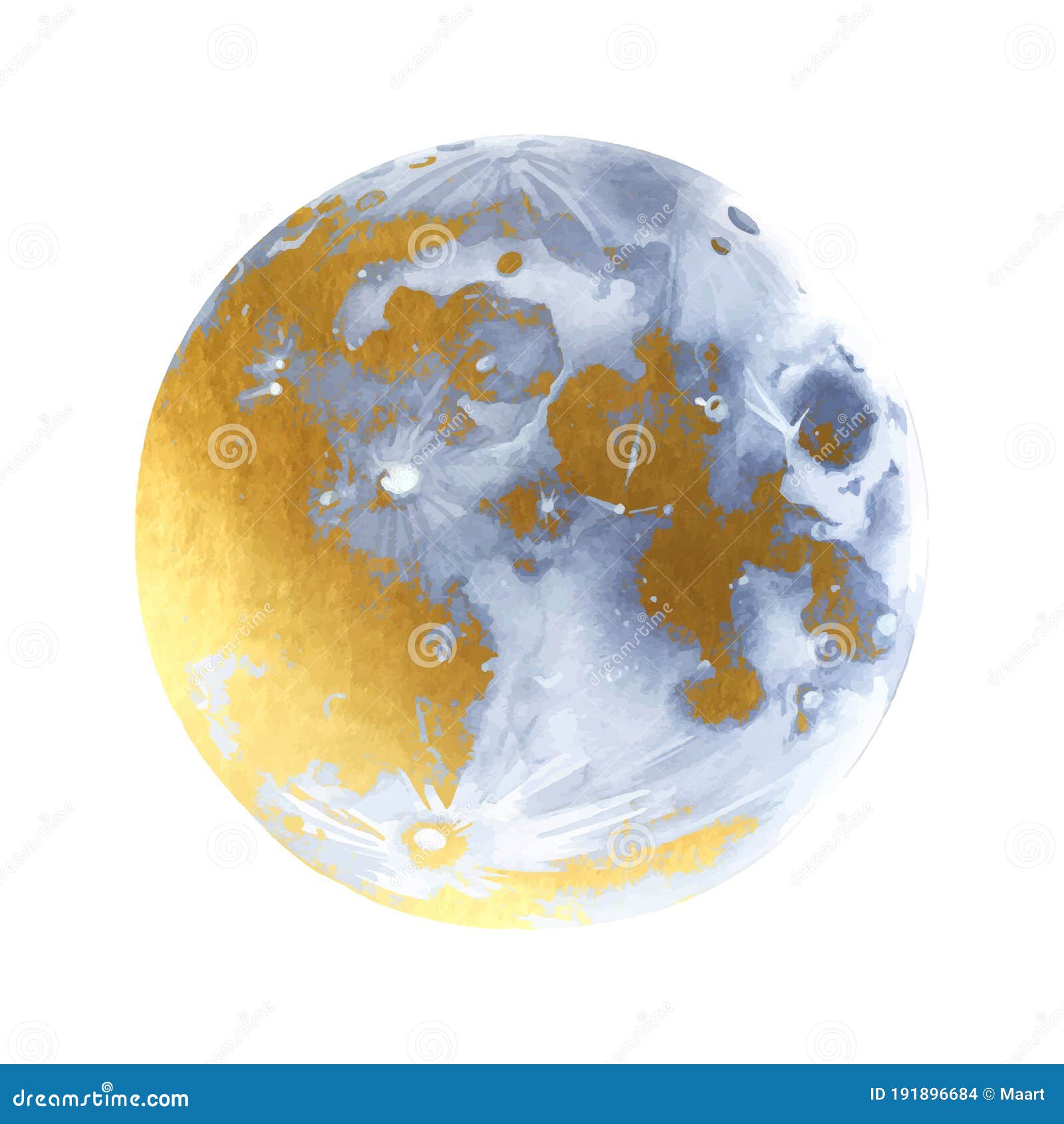 Golden Moon Vector Illustration in Retro Style Stock Vector ...