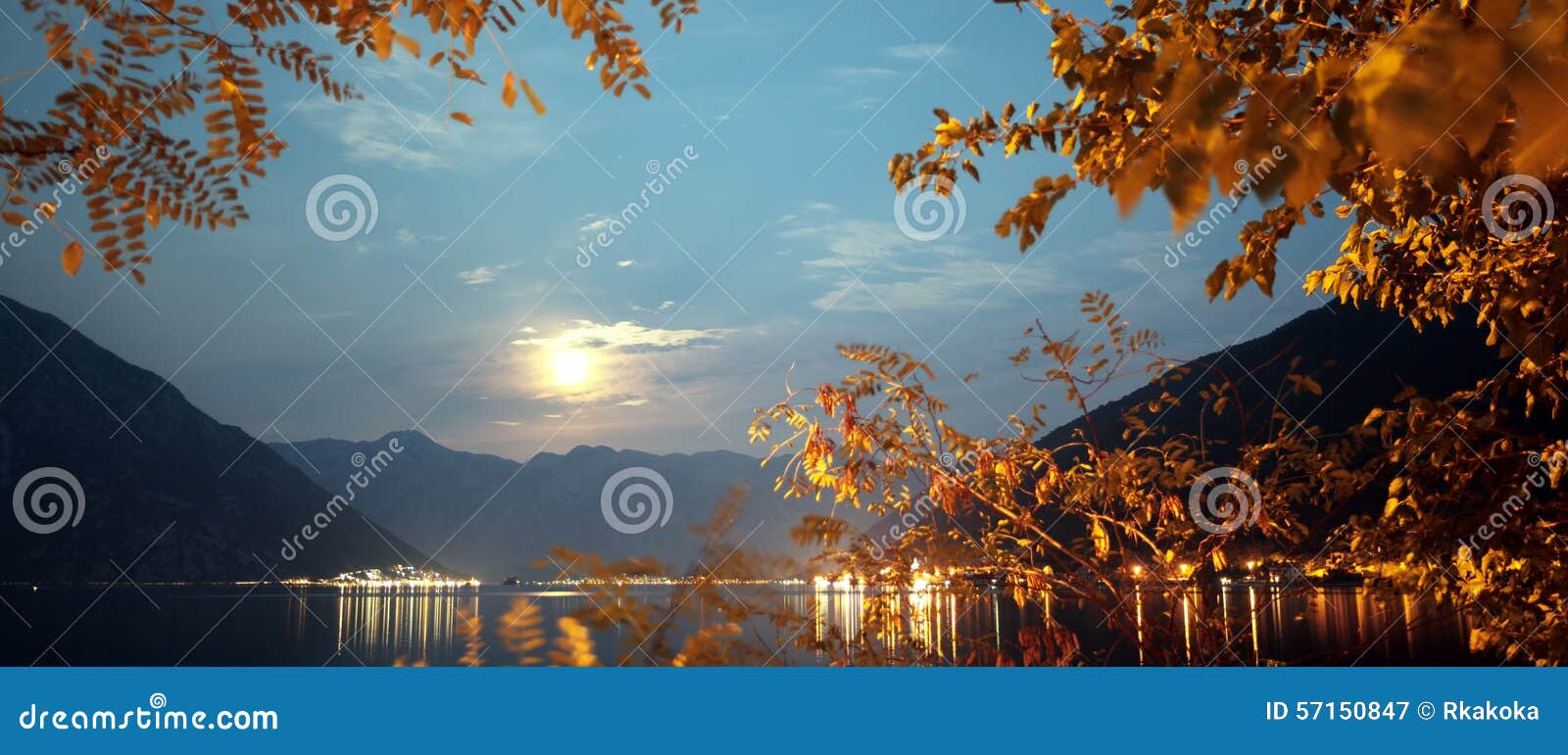 Golden Moonlight between the Mountains Stock Image - Image of outdoor ...