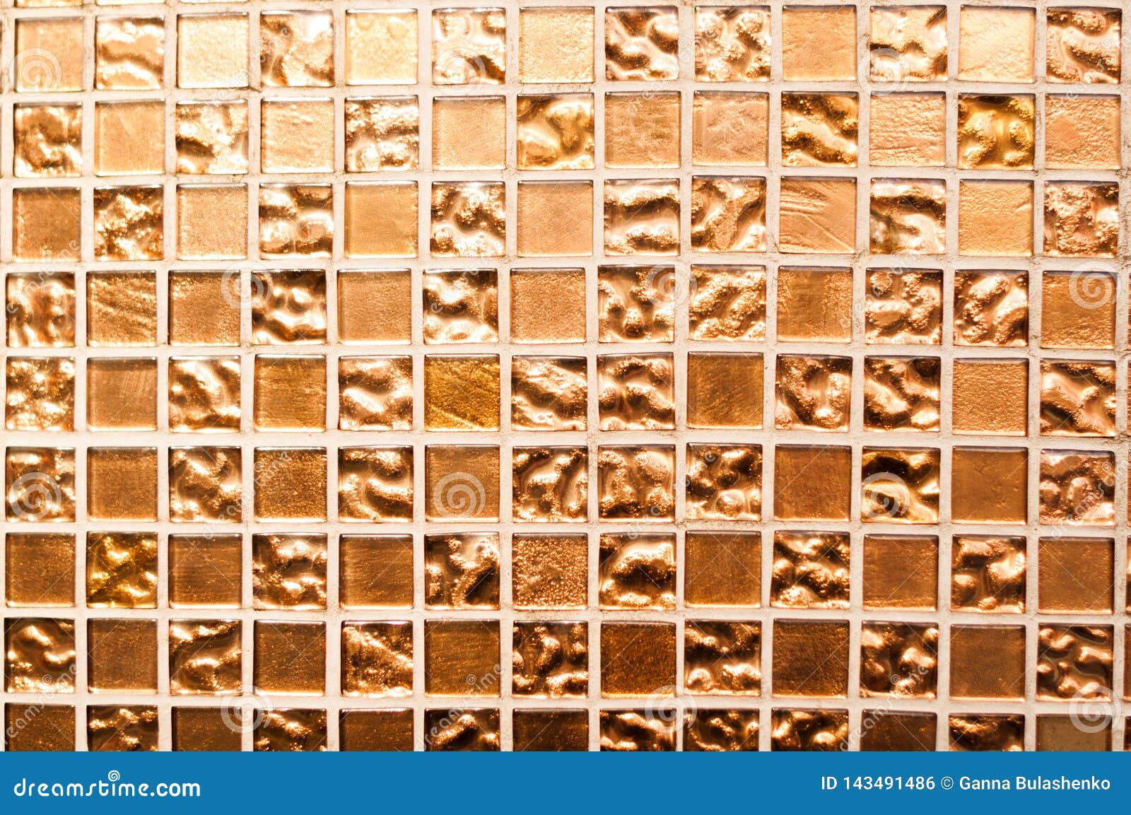 Golden Mosaic Background with Small Square Stock Photo - Image of space ...