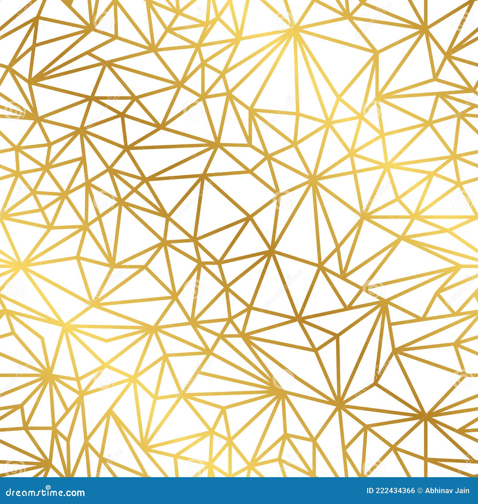 Golden Mosaic Triangles Seamless Geometric Pattern Vector. Gold Foil or ...