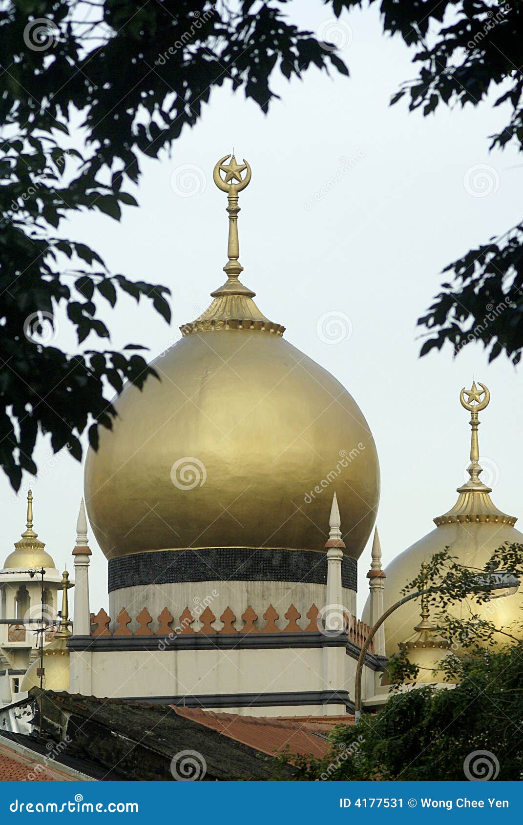 Golden mosque stock image. Image of facade, star, golden - 4177531