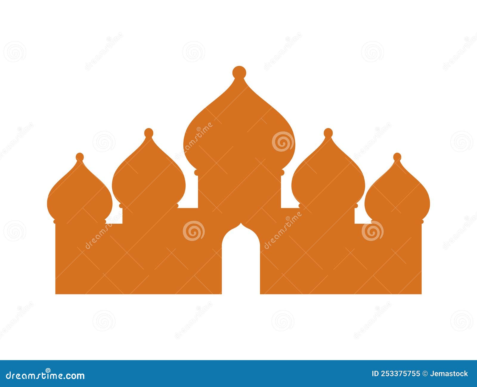 Golden mosque silhouette stock vector. Illustration of culture - 253375755
