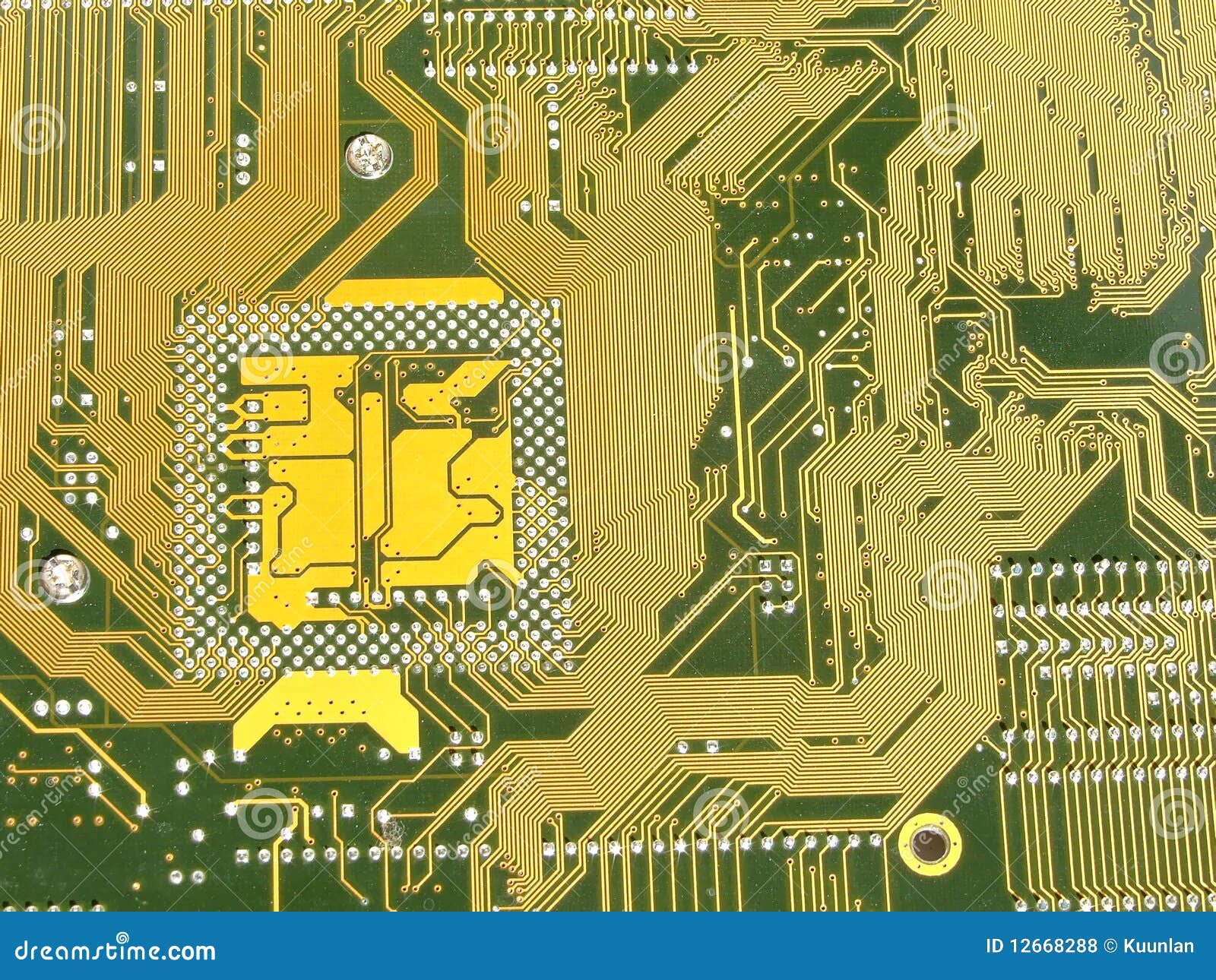 Golden Motherboard with Circuit Stock Photo - Image of business, lines ...