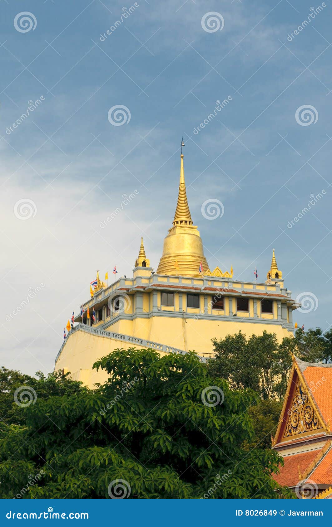 The Golden Mount At Wat Sraket Rajavaravihara Temple Stock Image ...