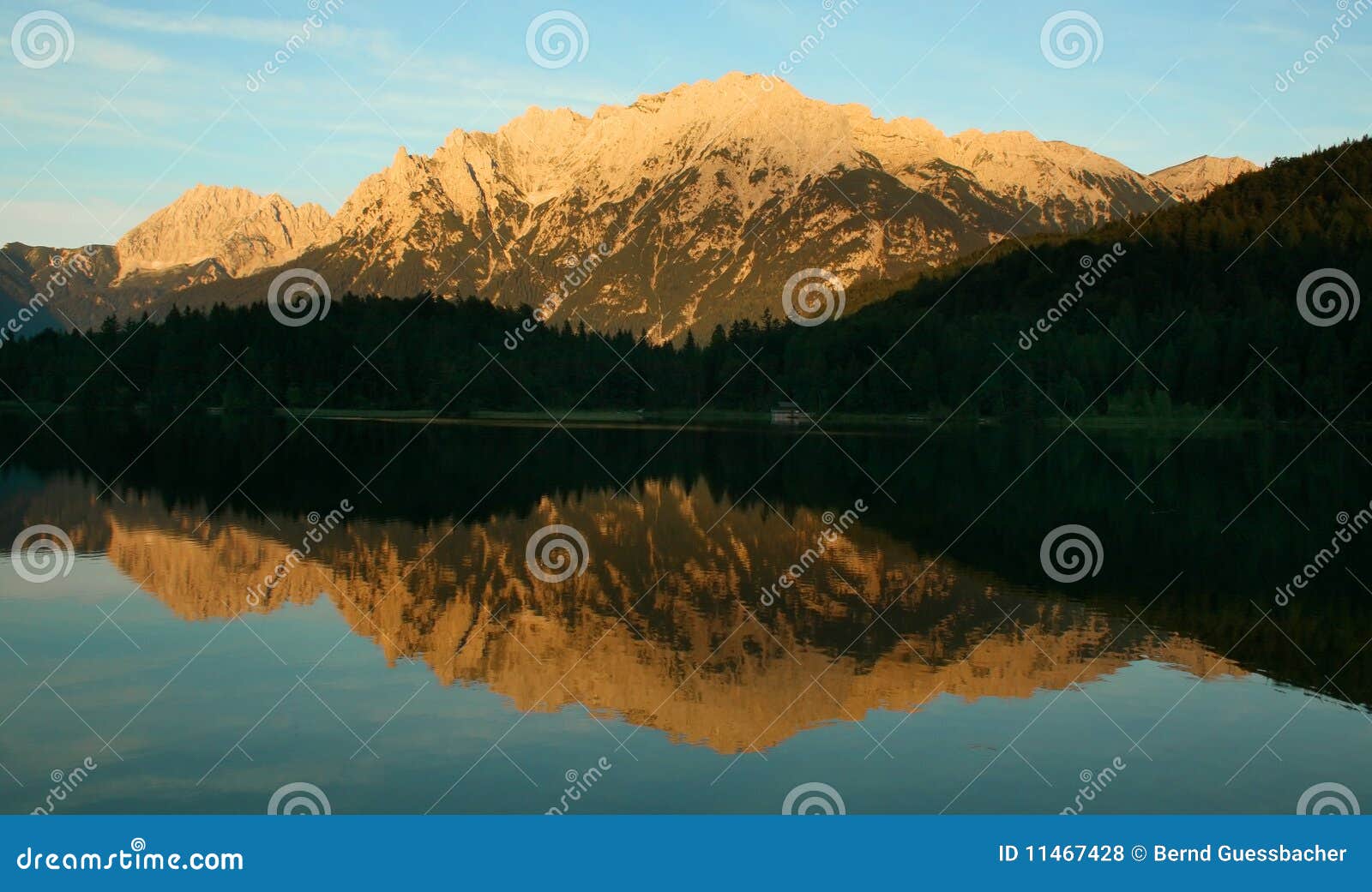Golden Mountain Water Reflection Stock Photo - Image of landscape ...