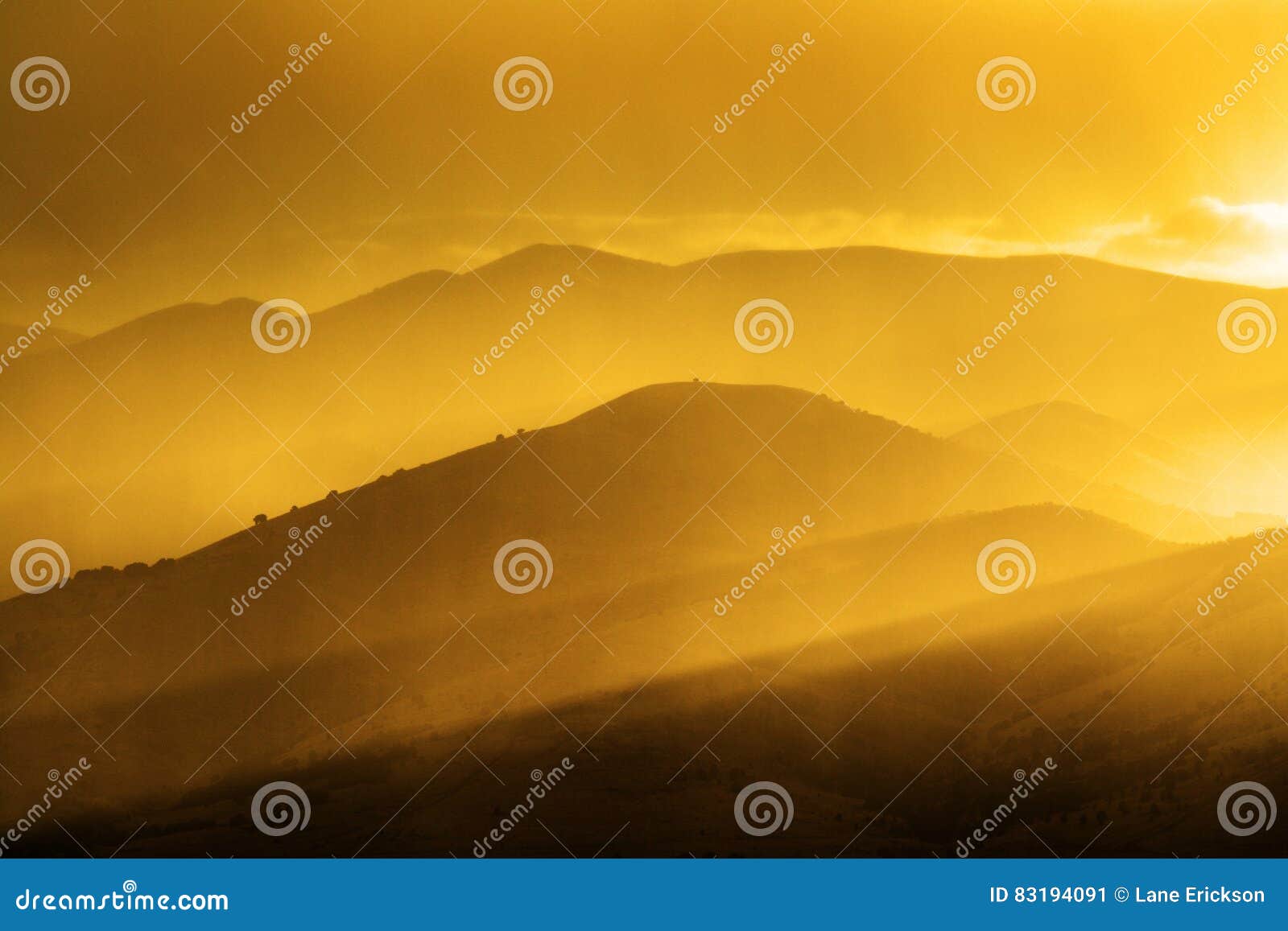 Golden Mountains in Morning or Evening Light Sunlight Stock Image ...