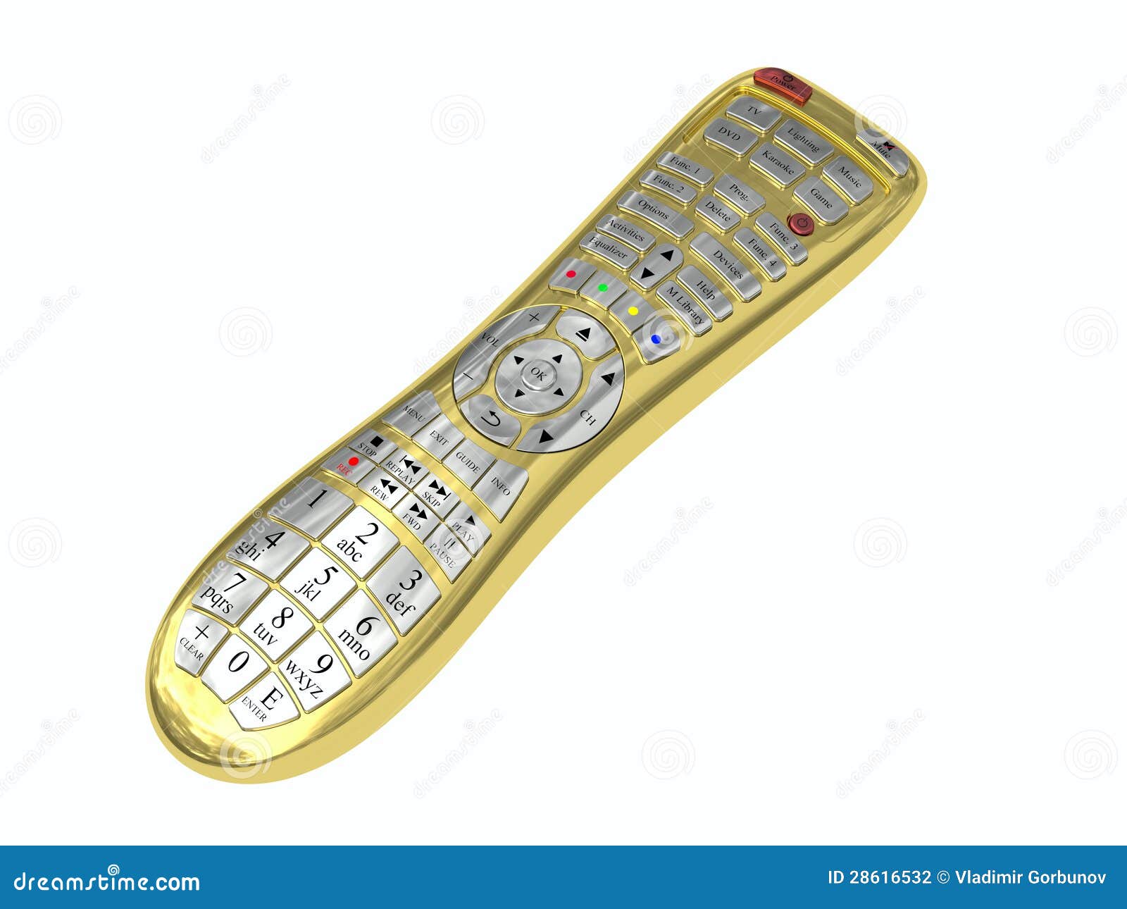 Golden Multi-function Remote Control Stock Illustration - Illustration ...