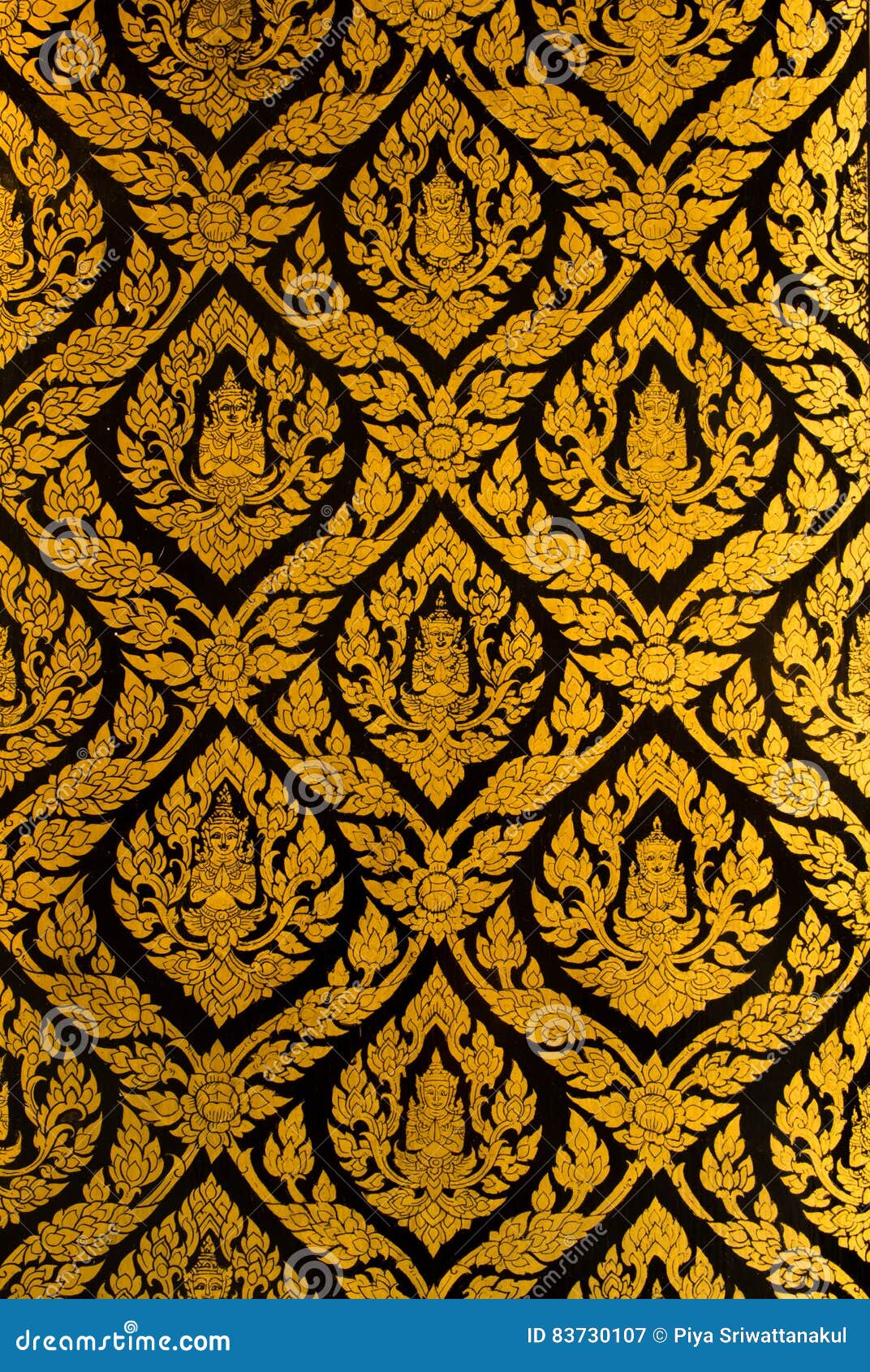 Golden mural stock image. Image of asia, flora, painting - 83730107