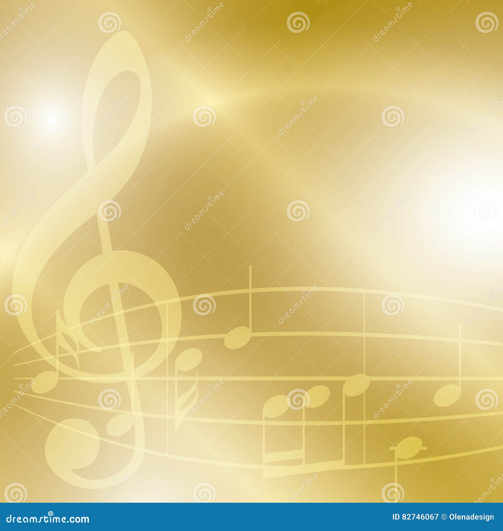 Golden Music Vector Background with Notes and Lights Stock Vector ...