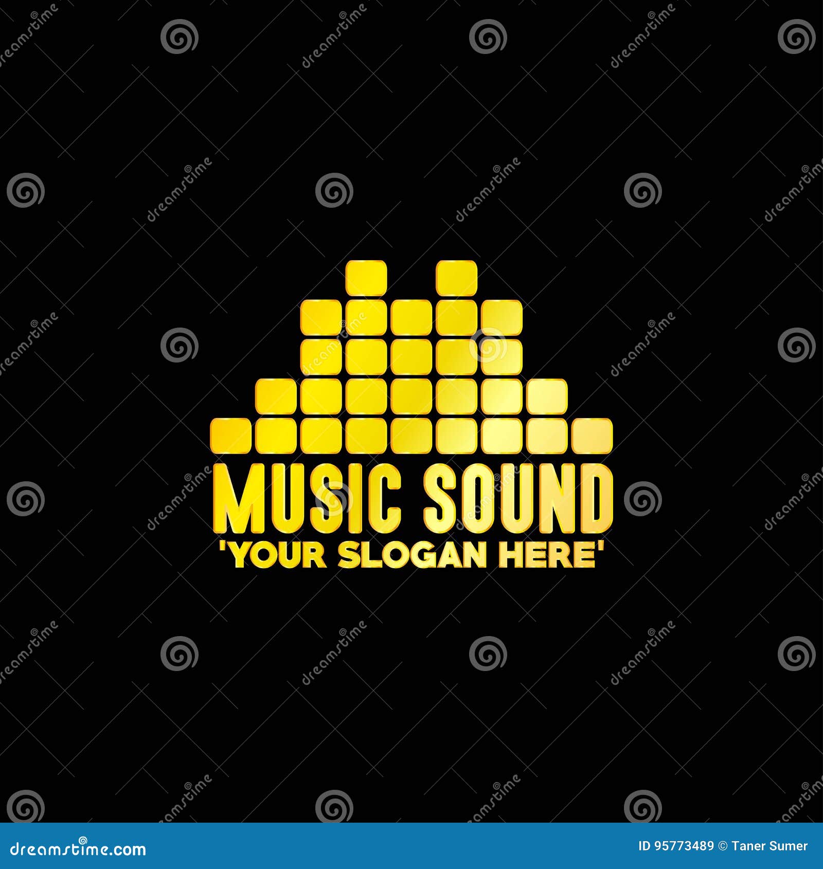 Golden Music Emblem with Black Background Stock Vector - Illustration ...