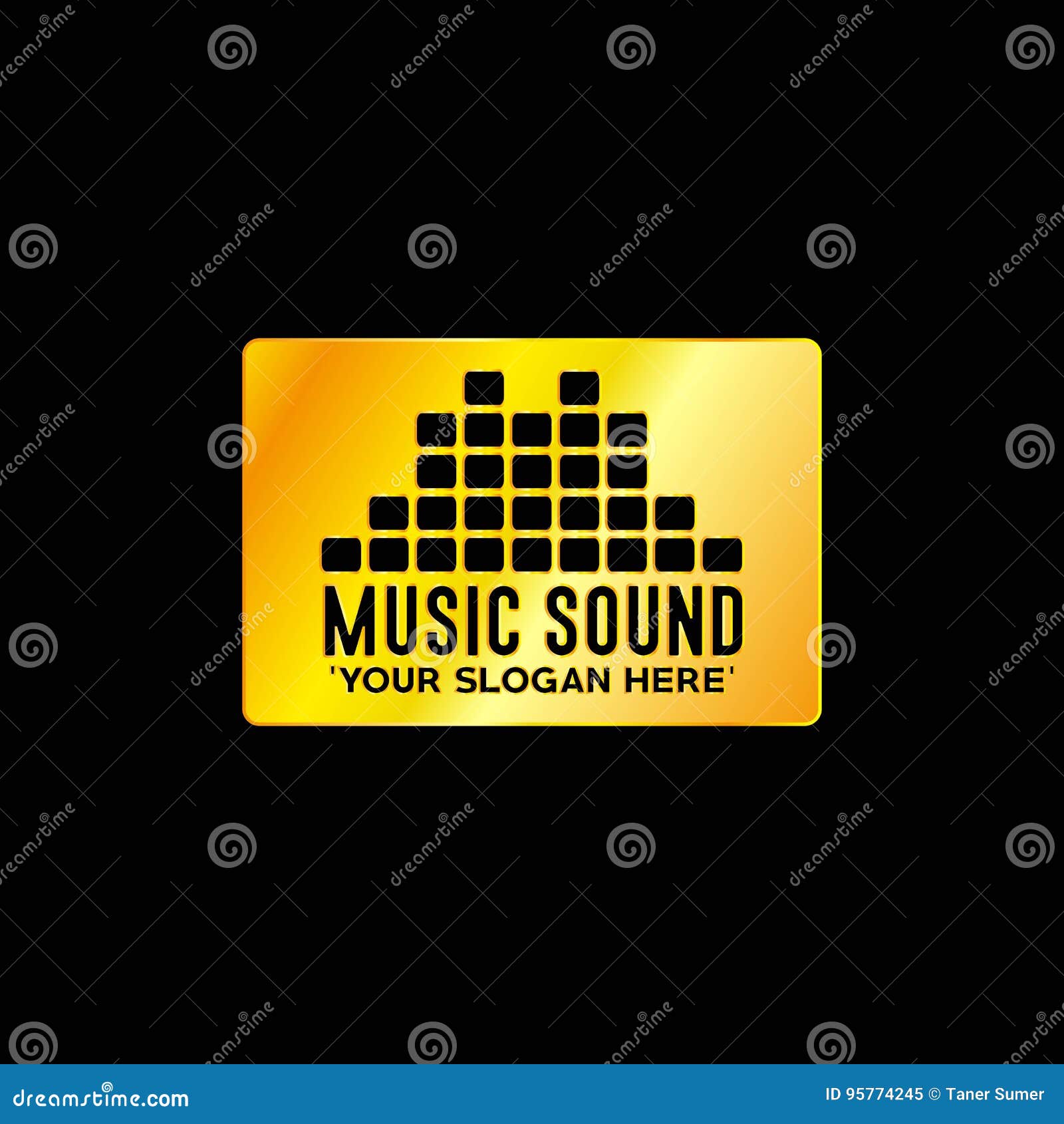 Golden Music Emblem with Black Background Stock Vector - Illustration ...