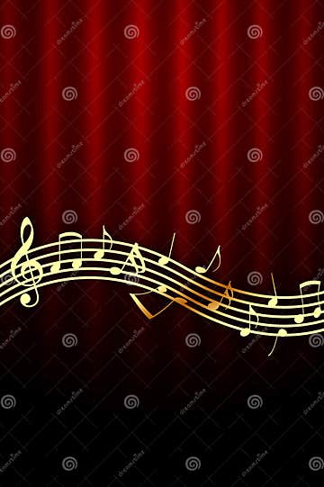 Golden Music Notes on Red Background Stock Illustration - Illustration ...