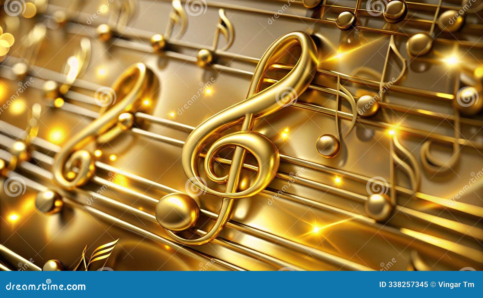 Golden Music Notes on a Sparkling Background Stock Image - Image of ...