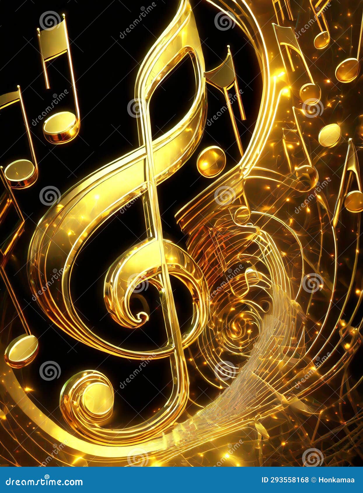 Golden Music Notes and Tones Stock Illustration - Illustration of ...