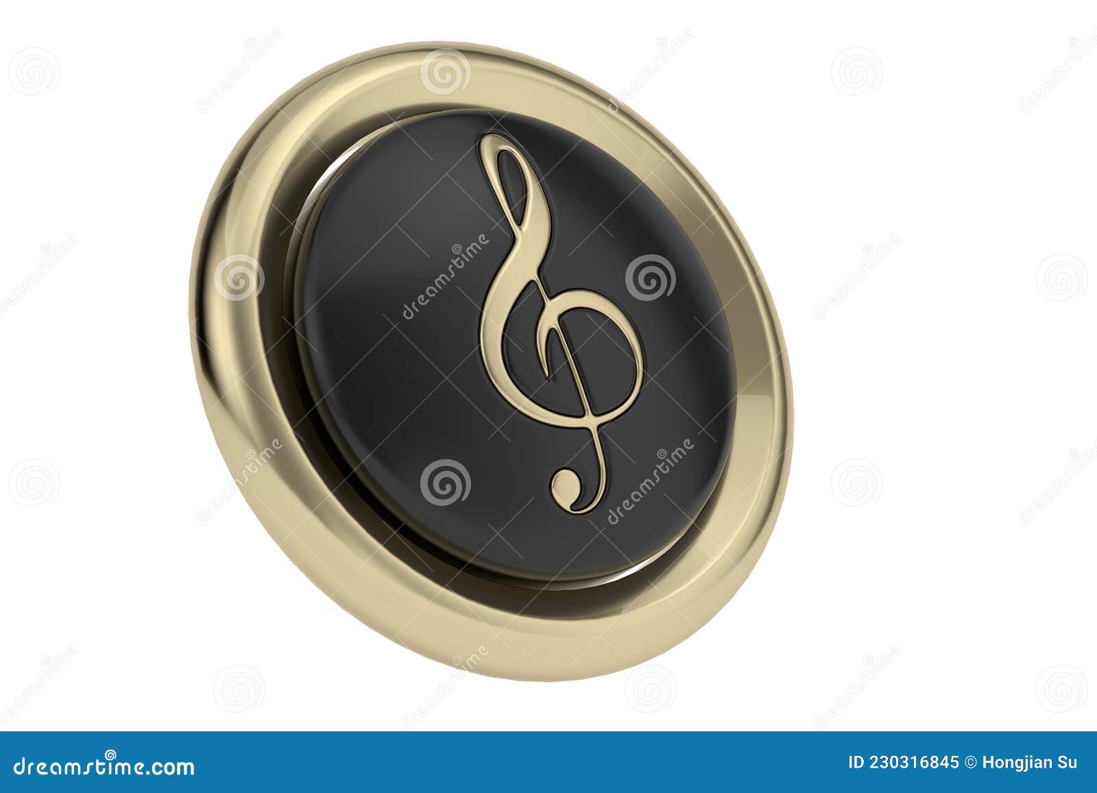 Golden Musical Note Isolated on White Background. 3D Illustration Stock ...