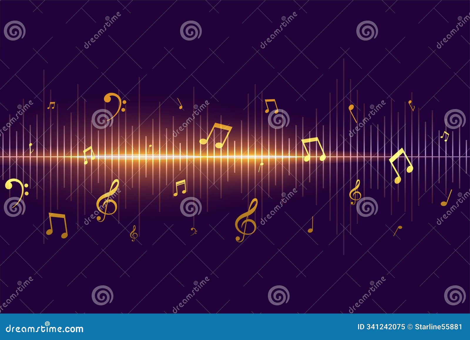 Golden Musical Notes with Audio Beat for Next Cover Track Stock Vector ...