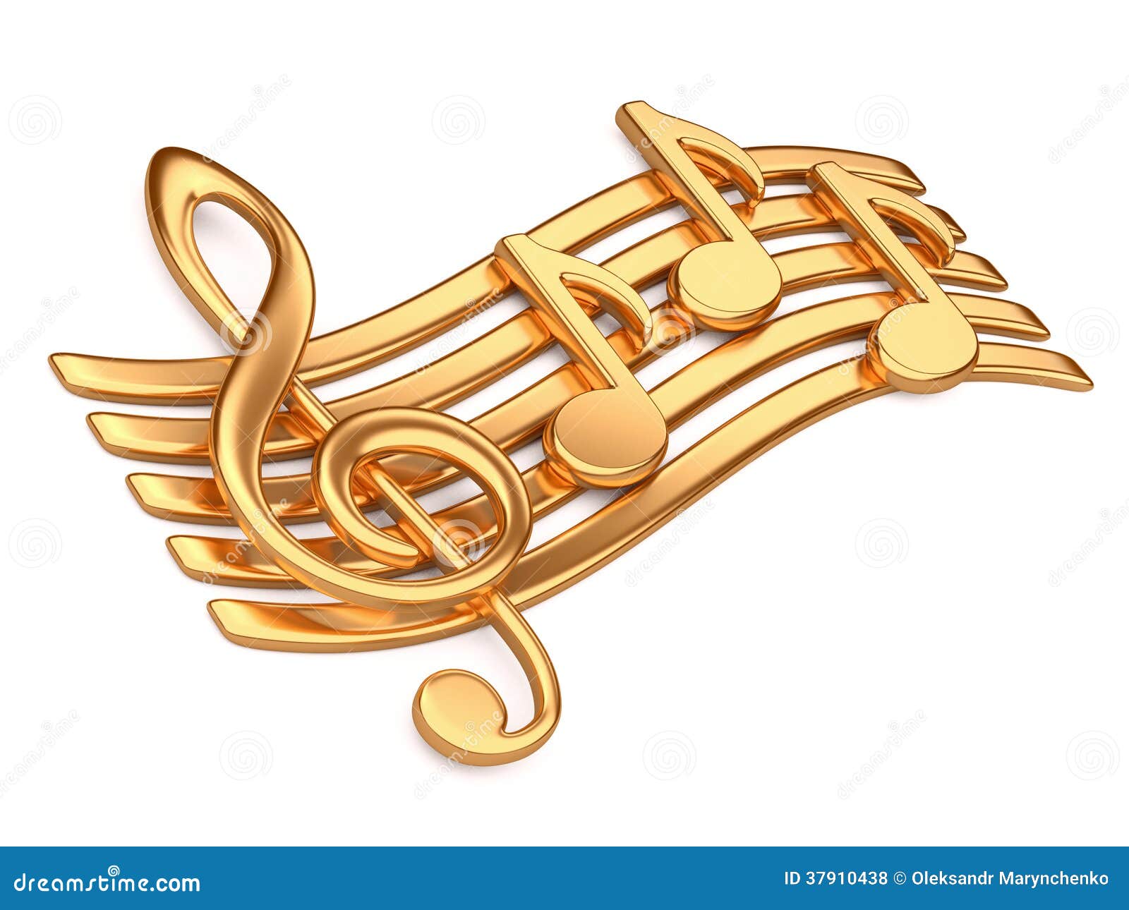 Golden Musical Notes And Symbols Treble Clef Bass Clef Eighth Notes ...