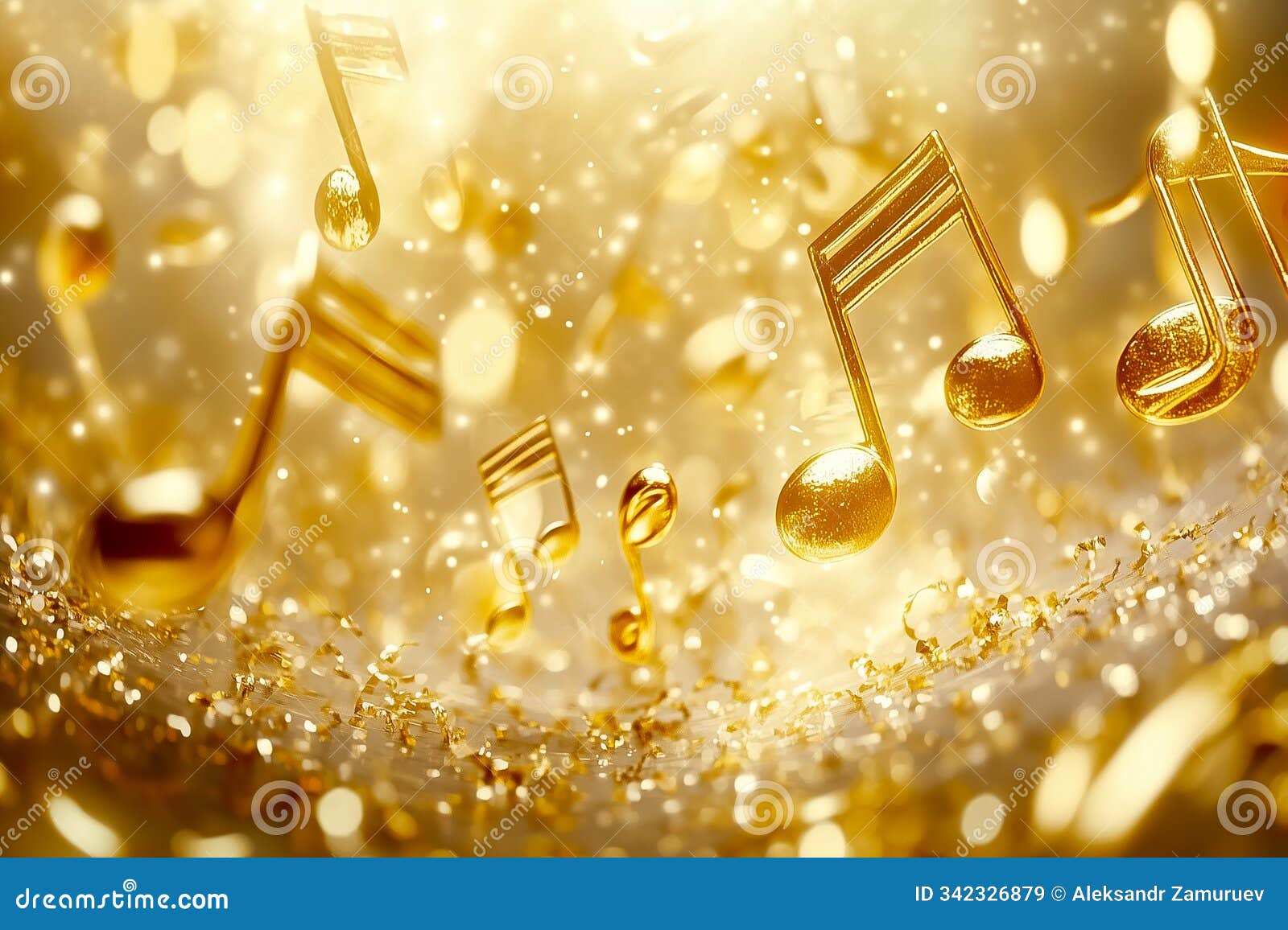 Golden Musical Notes Float Gracefully, Evoking Harmony and Creativity ...