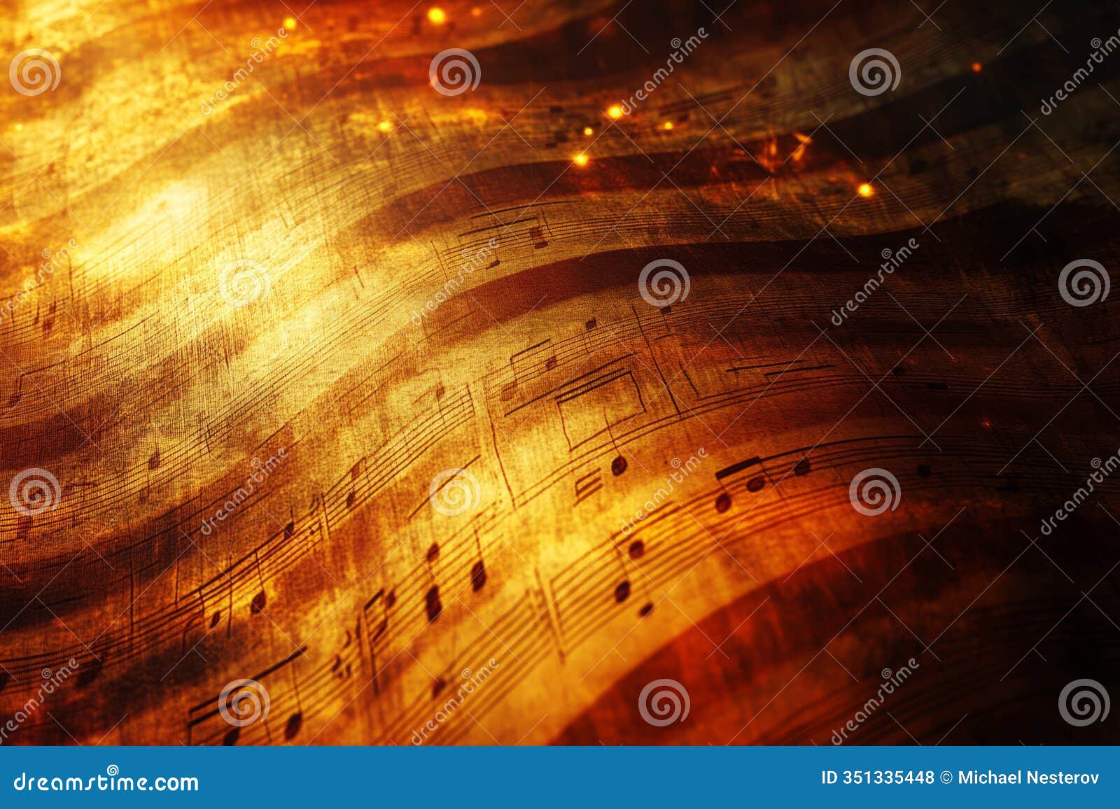 Golden Musical Notes Flowing on an Abstract Background Creating a ...