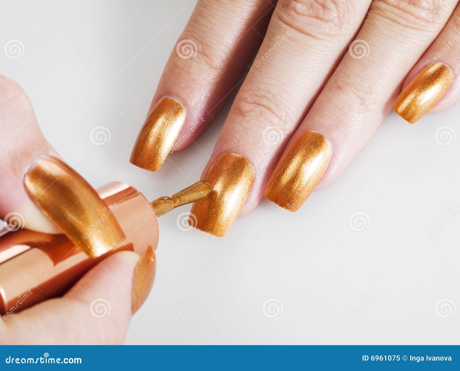 Golden nail polish stock image. Image of glitter, manicure - 6961075