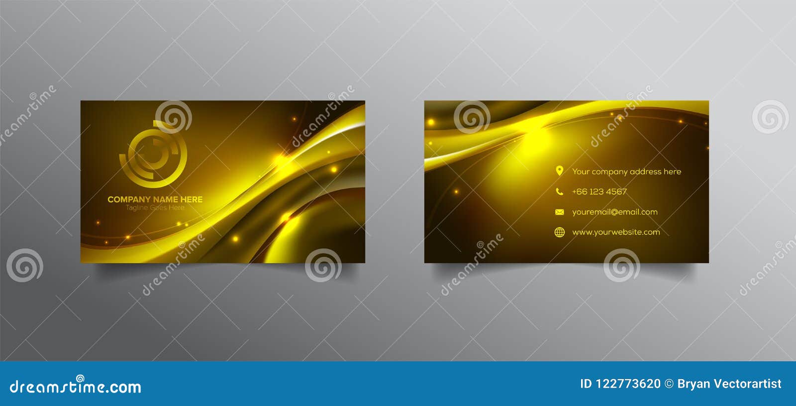 Golden Name Card Design in Vector Art Stock Illustration - Illustration ...