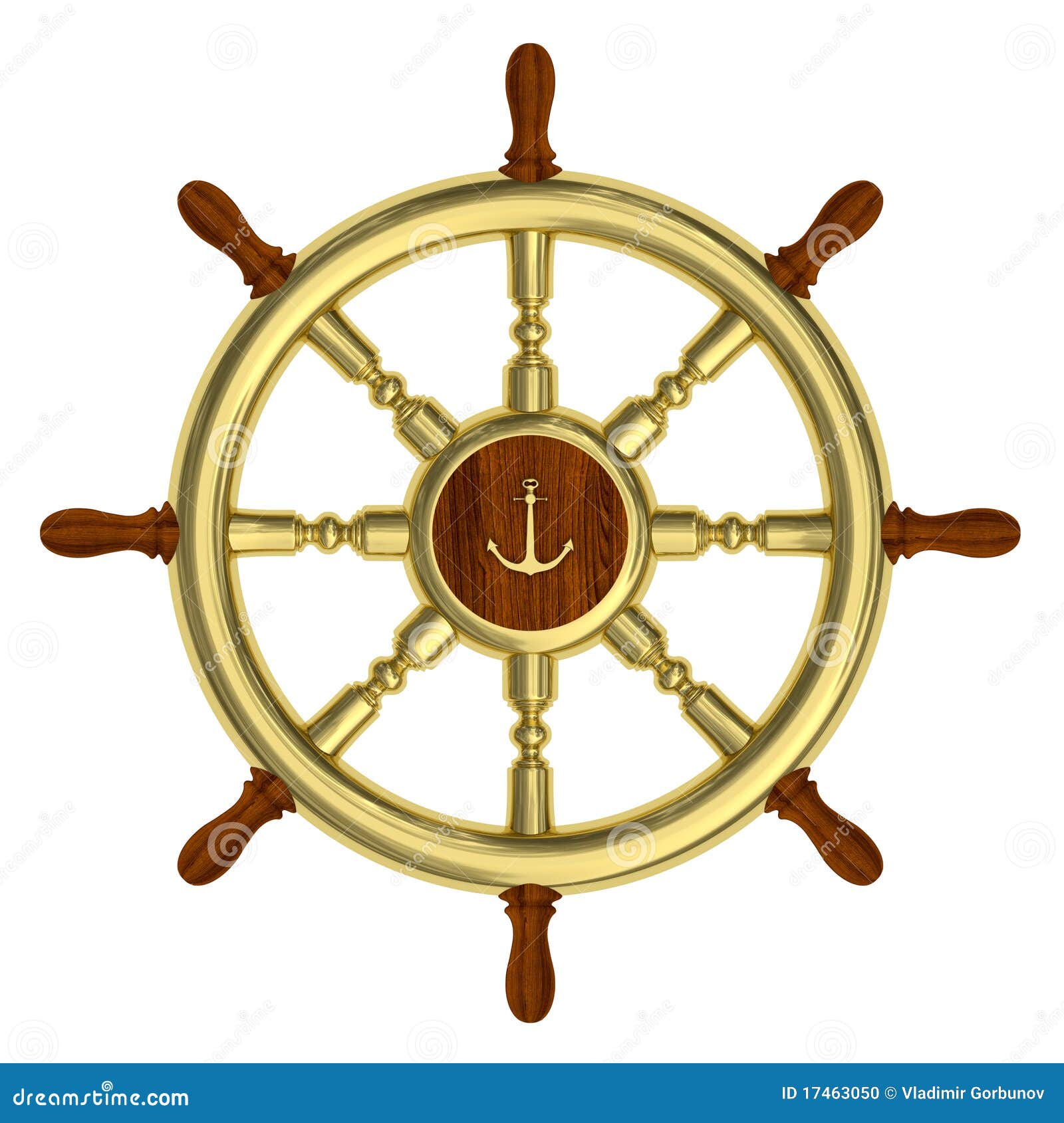 Golden Nautical Wheel Isolated Stock Illustration - Illustration of ...