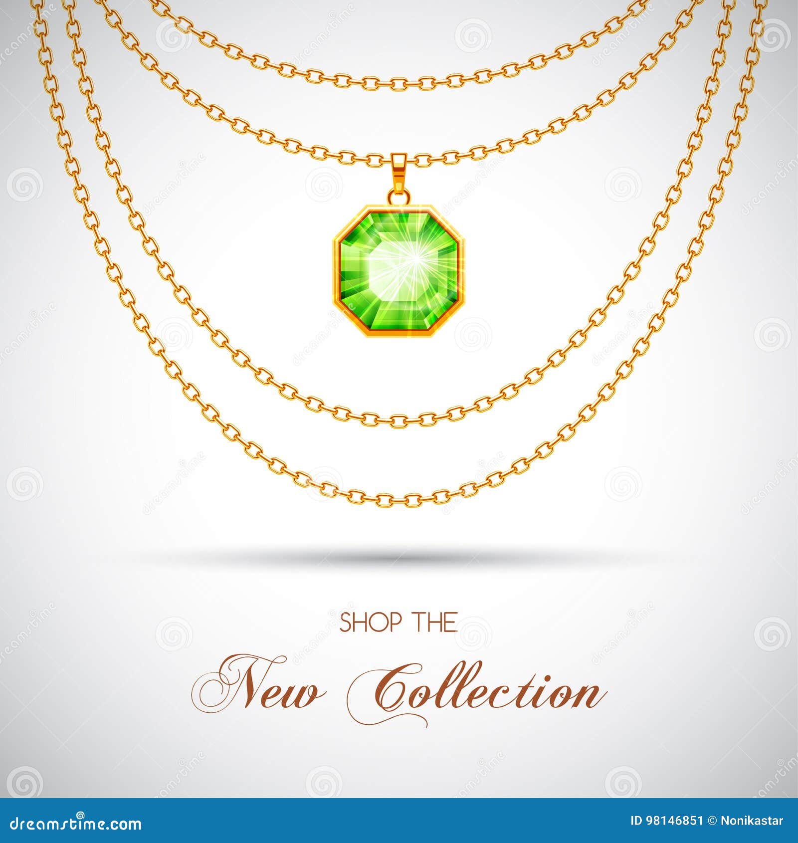 Golden Necklace with Pendant Stock Vector - Illustration of gold ...