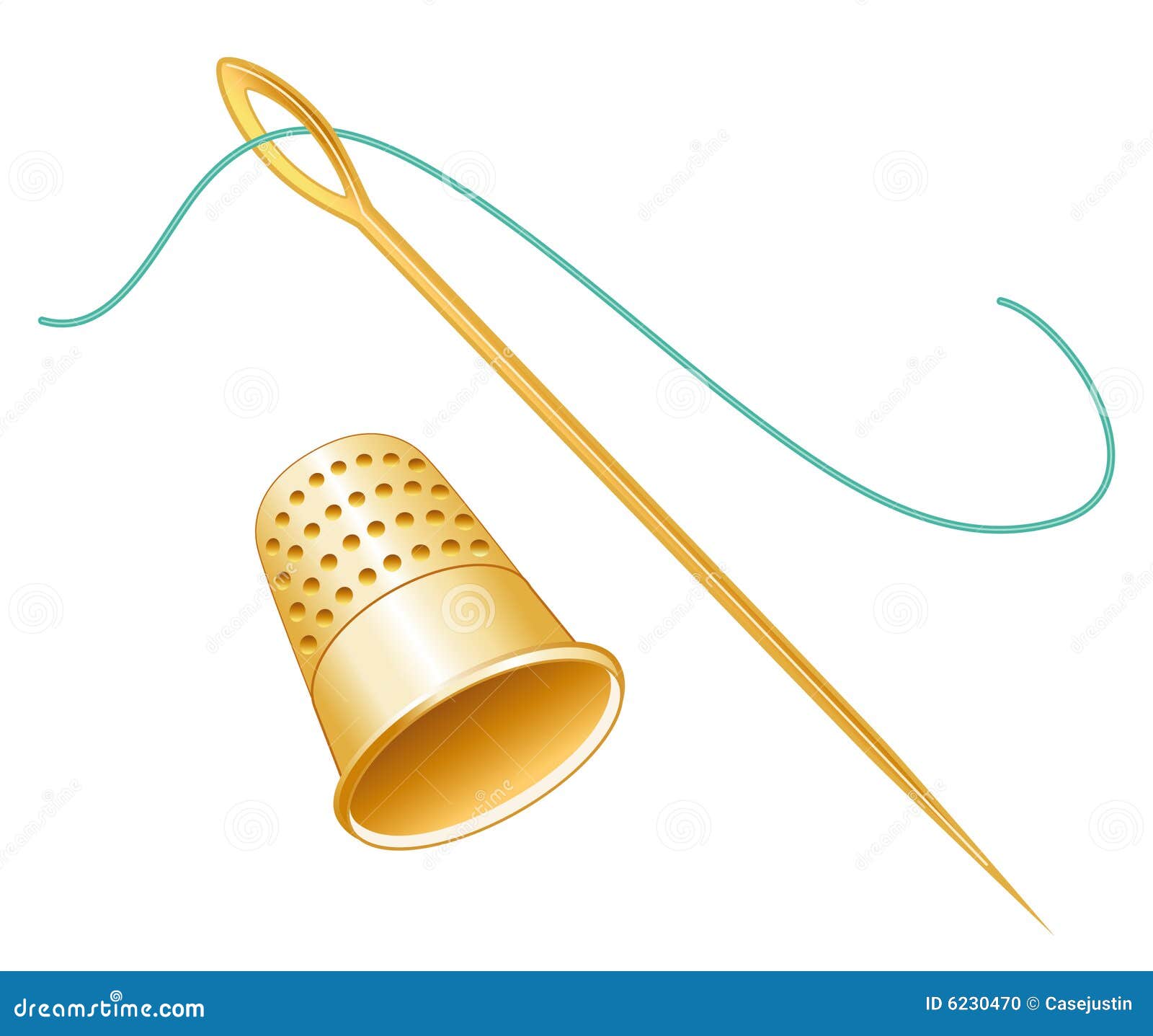 Golden Needle Thimble Thread Vektor Illustrationer - Illustration av ...