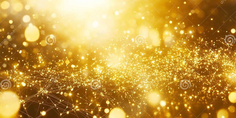Golden Network, Abstract Background with Interconnected Points, Lines ...
