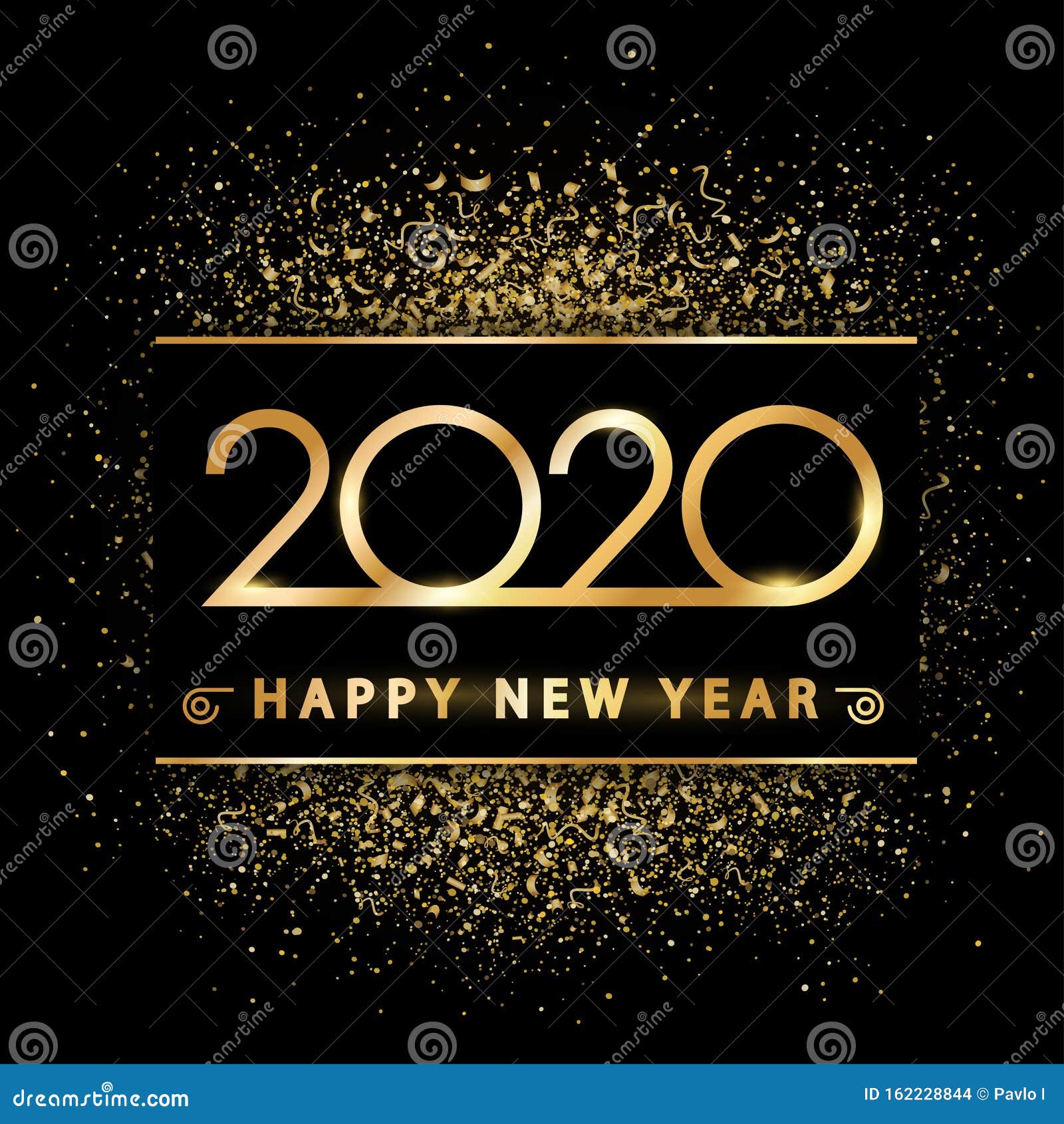Golden New Year 2020 on Gold Dust - Vector Stock Photo - Image of event ...