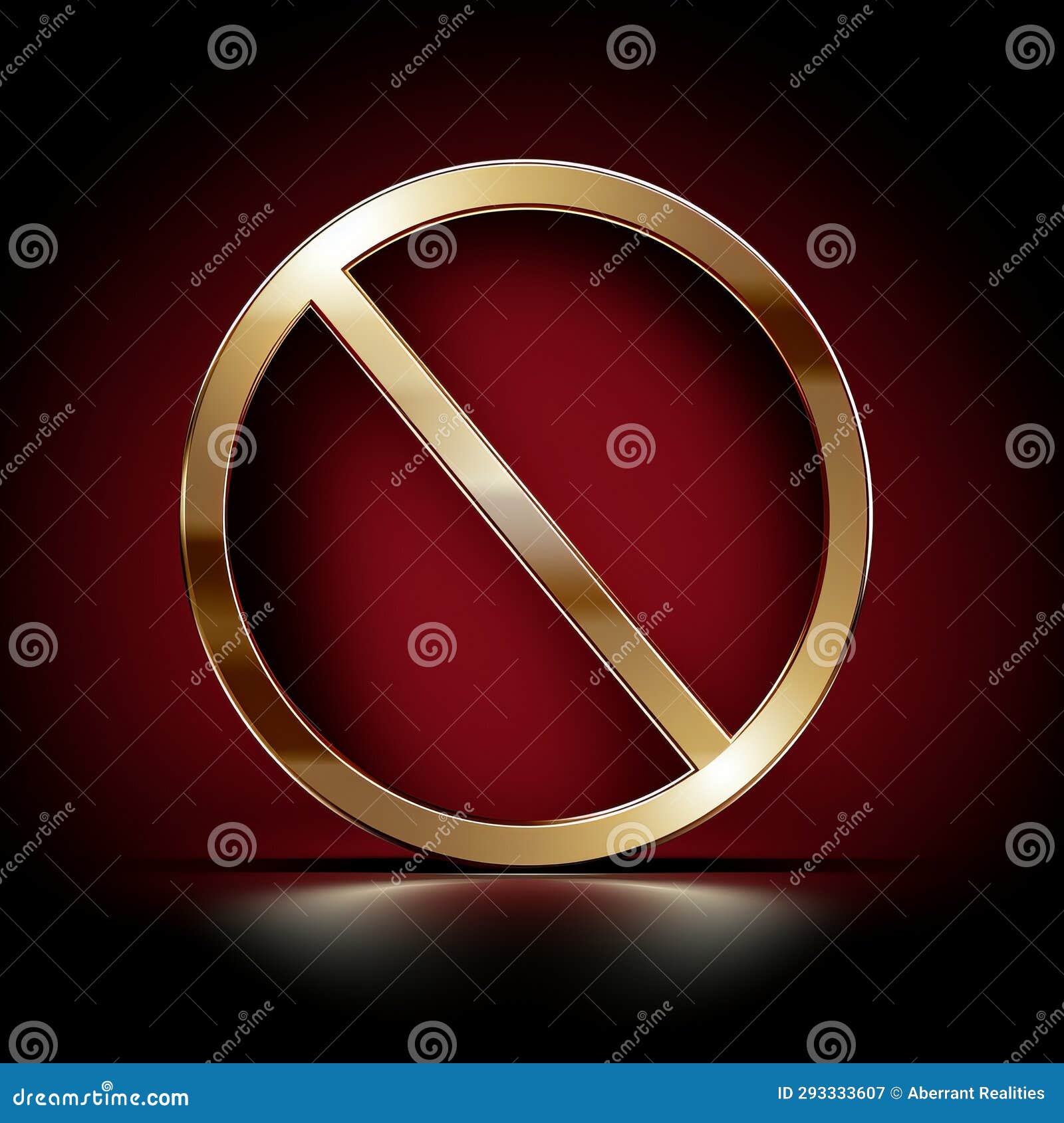 A Golden No Entry Sign on a Red Background Stock Illustration ...